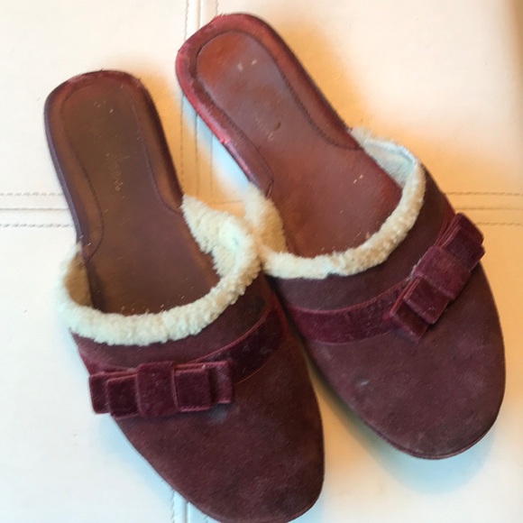 Cole Haan | Shoes | Cole Haan Slippers Velvet Burgundy Size 7 | Poshmark
